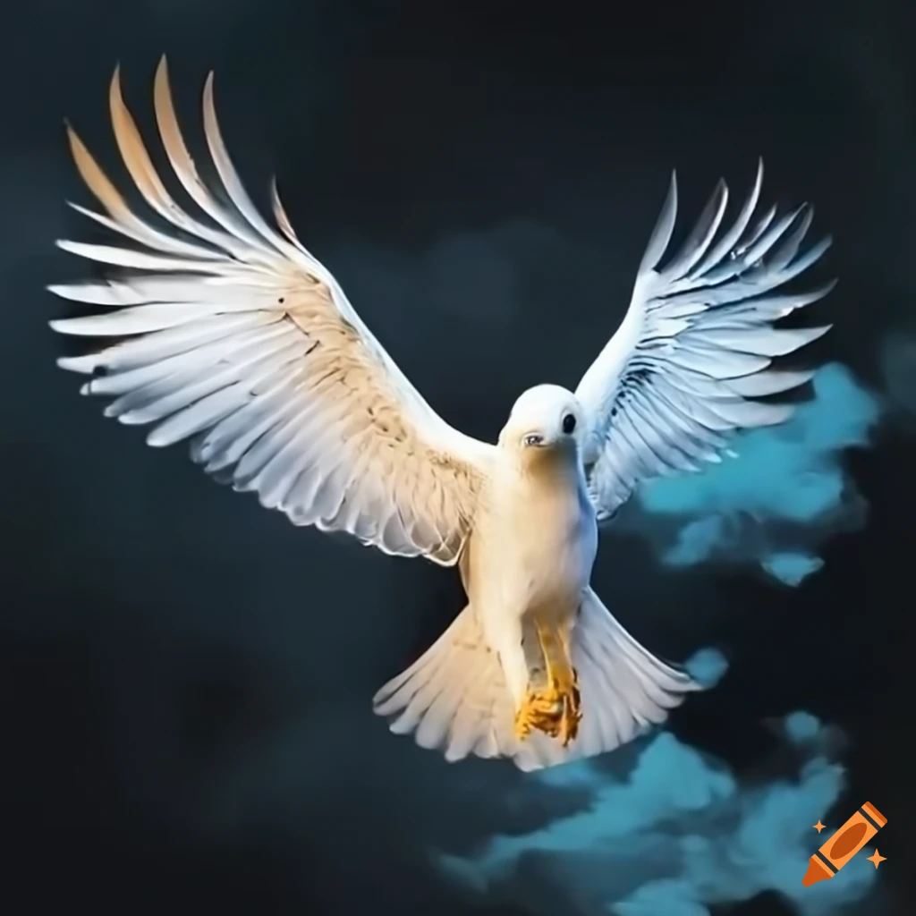 Hawk chasing white dove on Craiyon