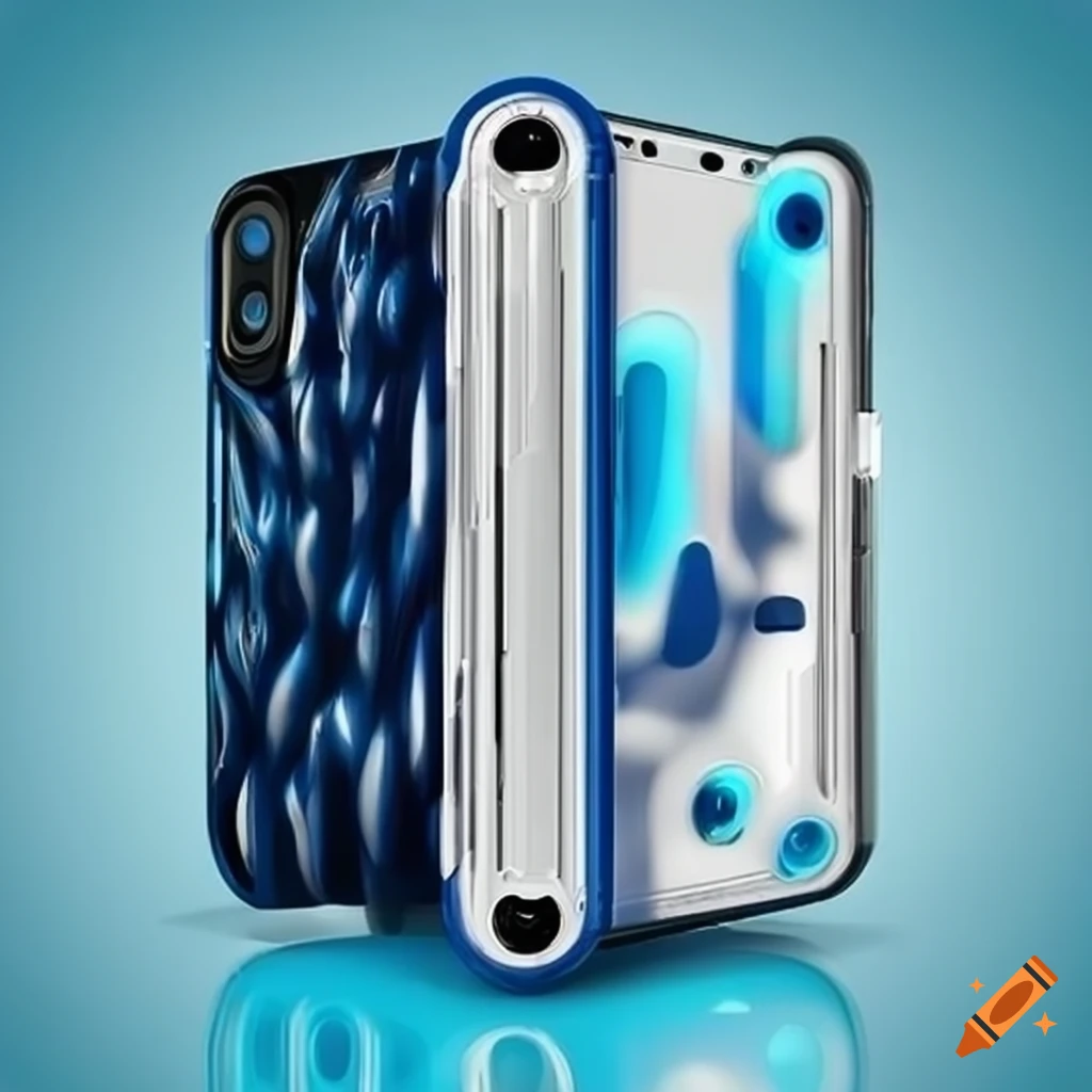 Futuristic blue and white phone case with '2°' on Craiyon