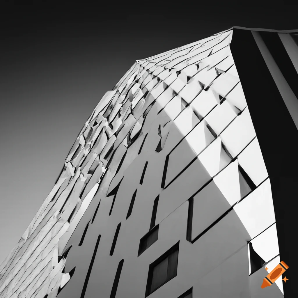 Architecture with geometric shapes in black and white on Craiyon