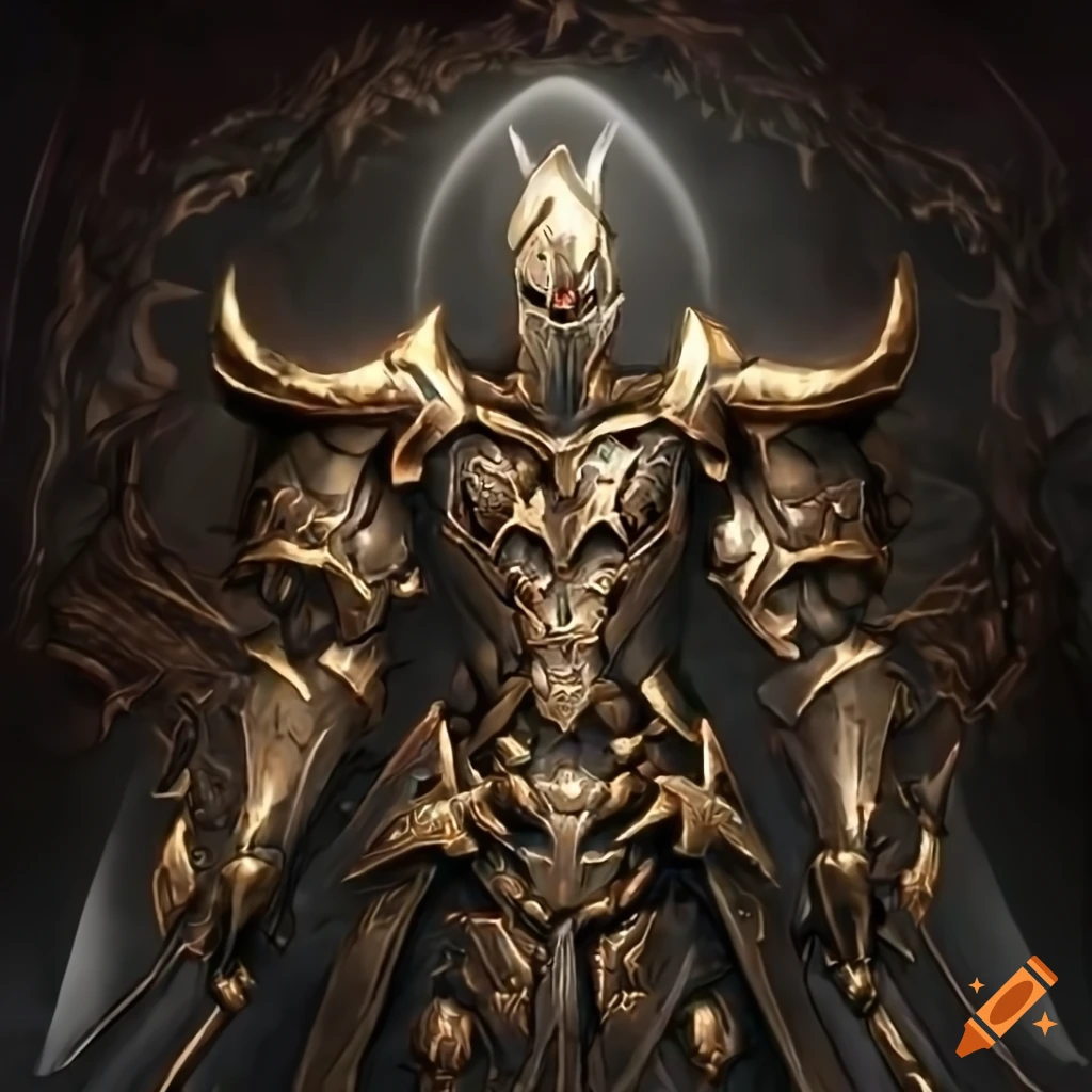 Gold, silver, bronze, and platinum death knight on Craiyon