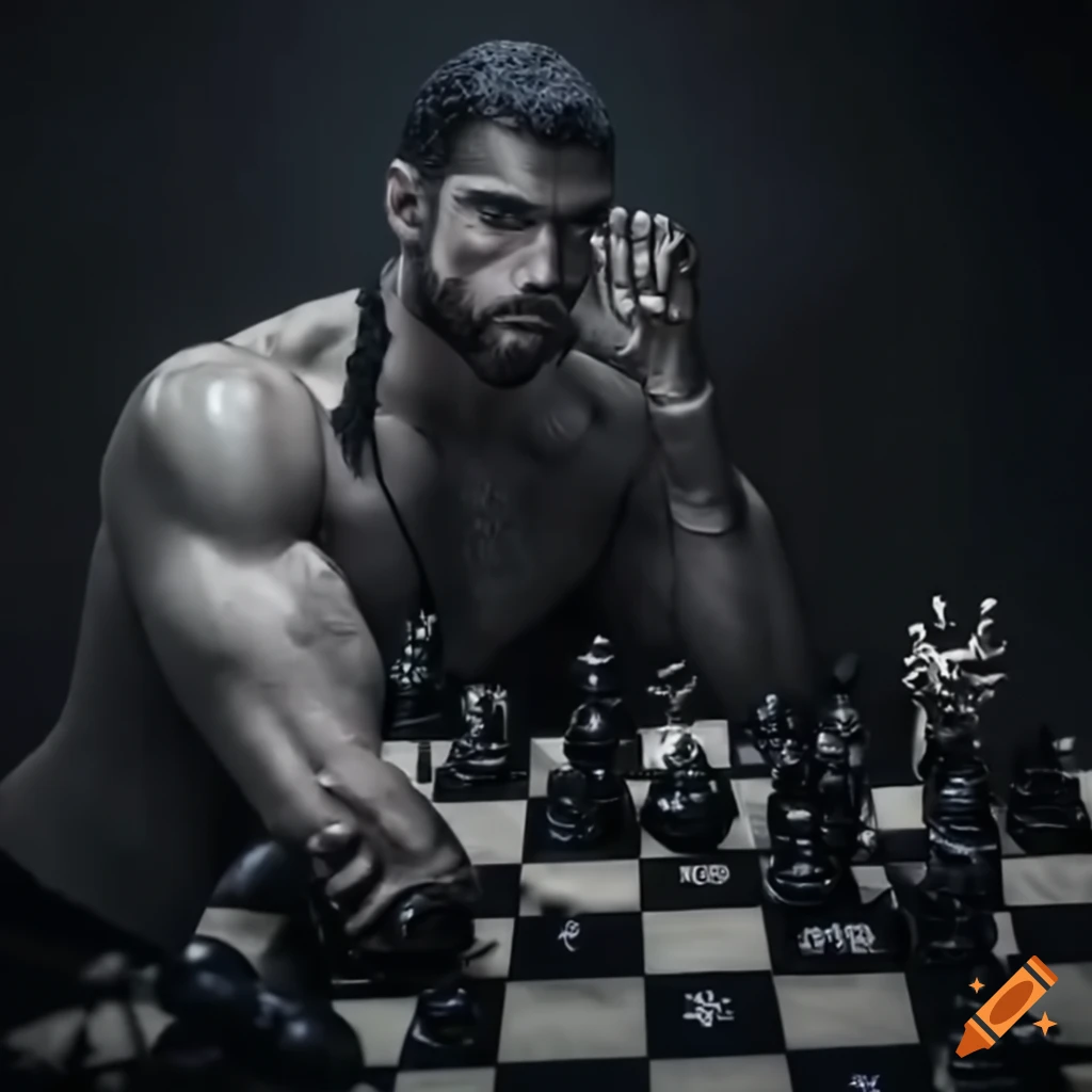 Gigachad playing chess on Craiyon