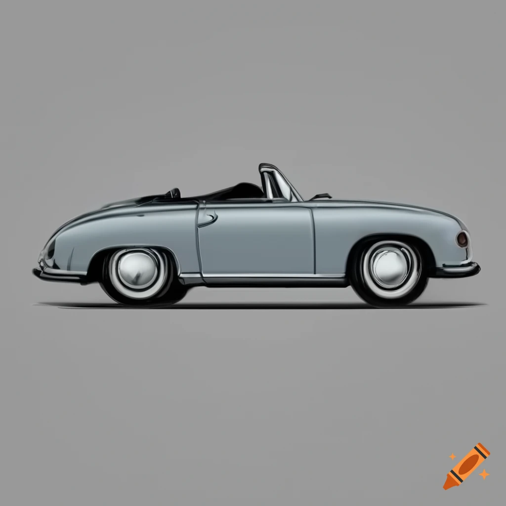 MCM graphic design of a light grey Porsche 356 Speedster in side view ...