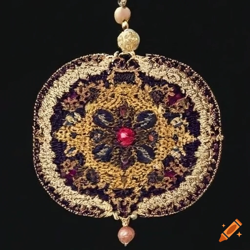 Victorian embroidered jewelry on Craiyon
