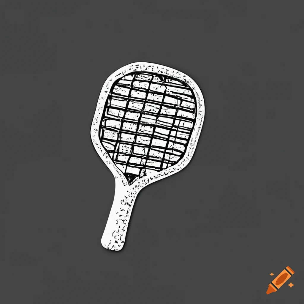 Minimalist black-and-white pickleball paddle circle logo design on Craiyon