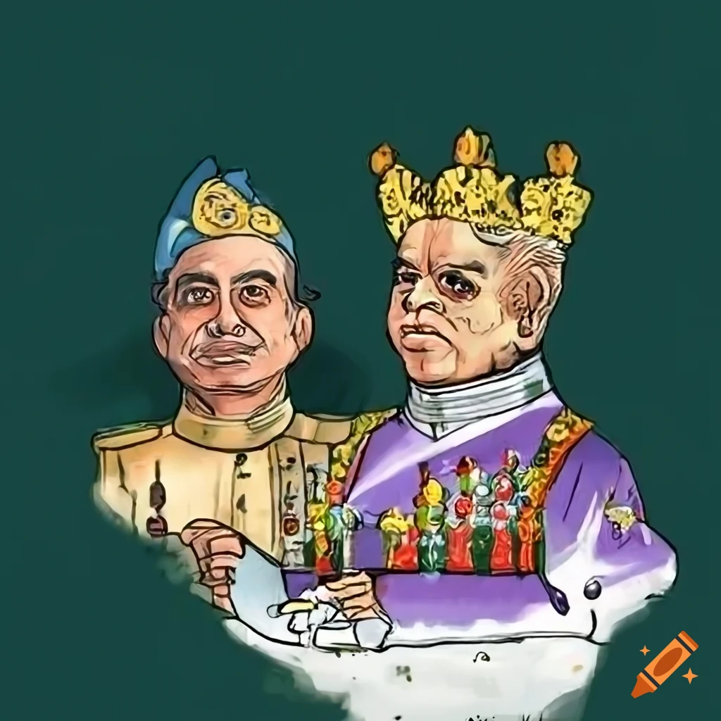 Satirical cartoon of asif zardari and shahbaz sharif in ceremonial ...