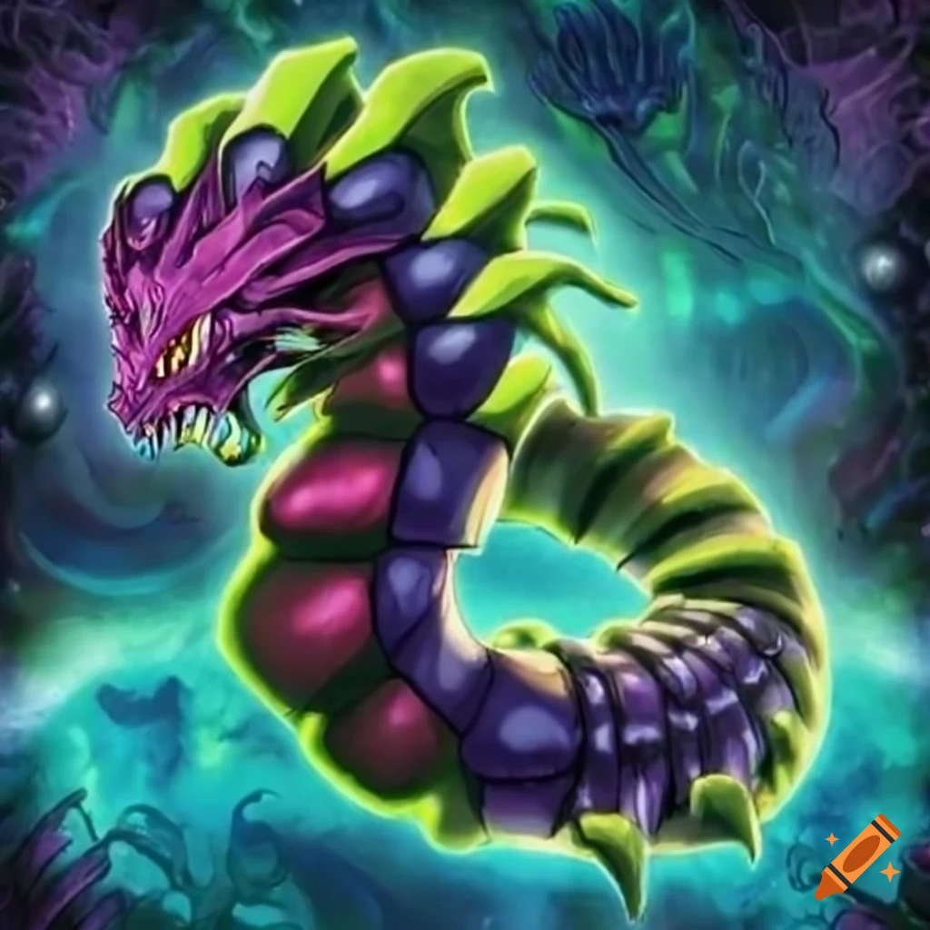 Alien Worm Dragon from Yugioh trading card game illustration on Craiyon