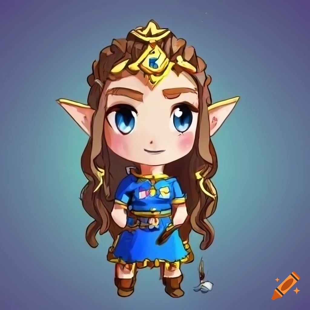 Princess Zelda dressed as a paramedic in chibi style on Craiyon