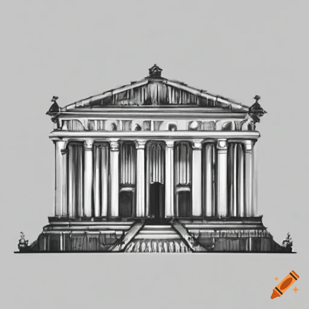 Ancient greece-style columns at the palace of a court building on Craiyon