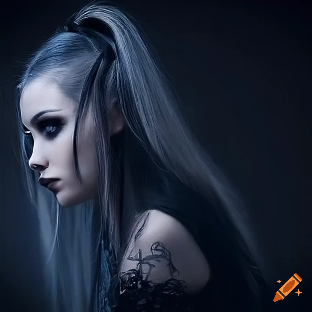 Gothic style ponytail hairstyle on Craiyon