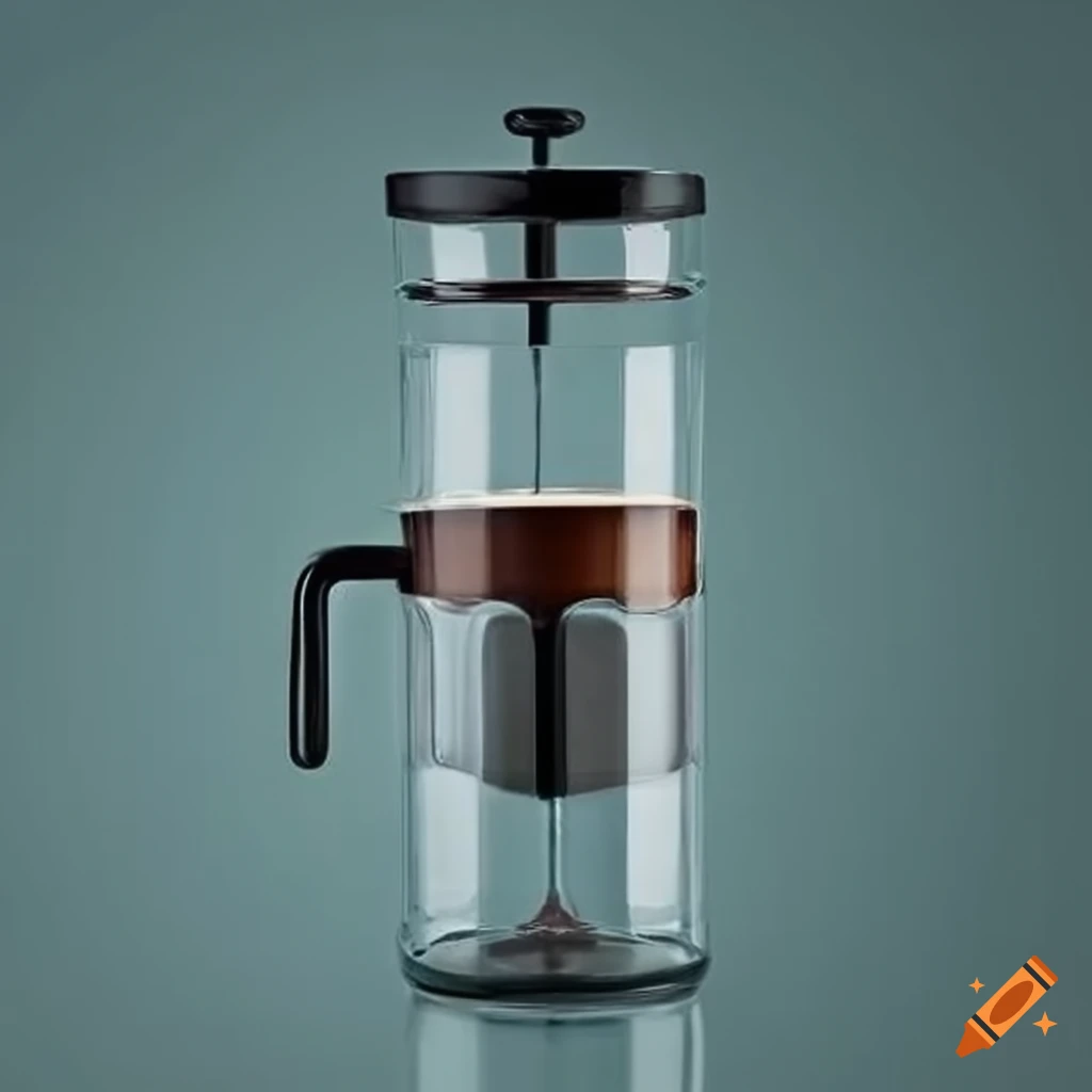 Empty transparent french press coffee maker on Craiyon