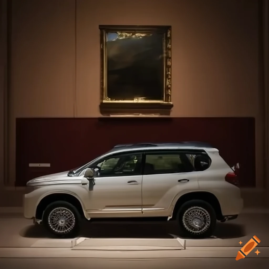 Toyota car displayed inside museo del prado on Craiyon