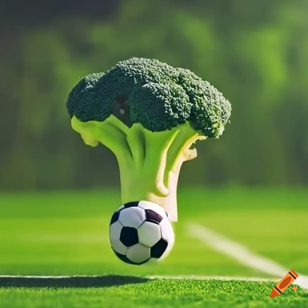 Soccer team logo with broccoli-man playing soccer on Craiyon