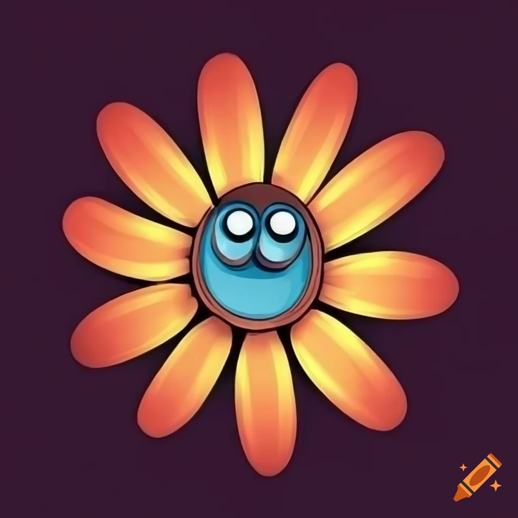 Cartoon animated flower on Craiyon