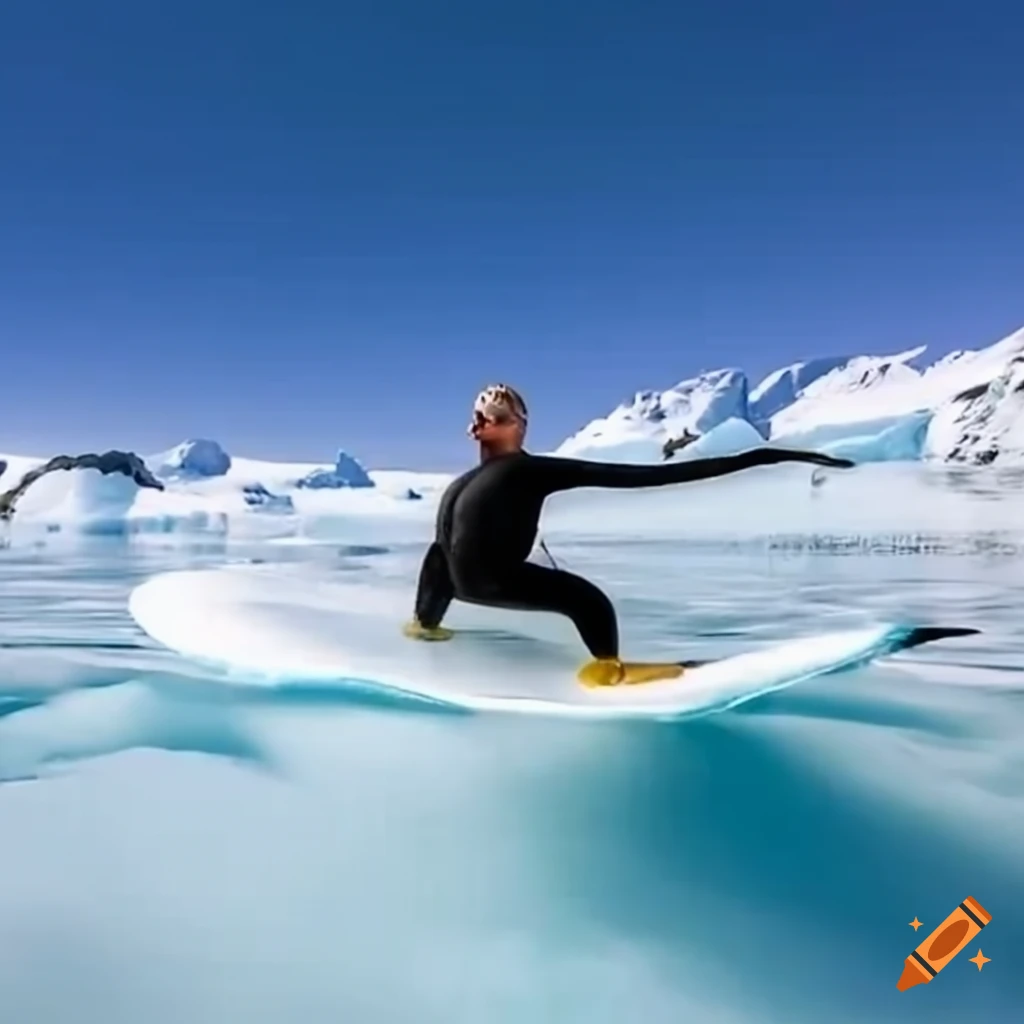 Giant penguin surfing in antarctica on Craiyon