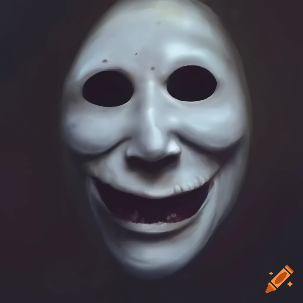 Eerie white smiling masks in a dark setting inspired by Trevor ...