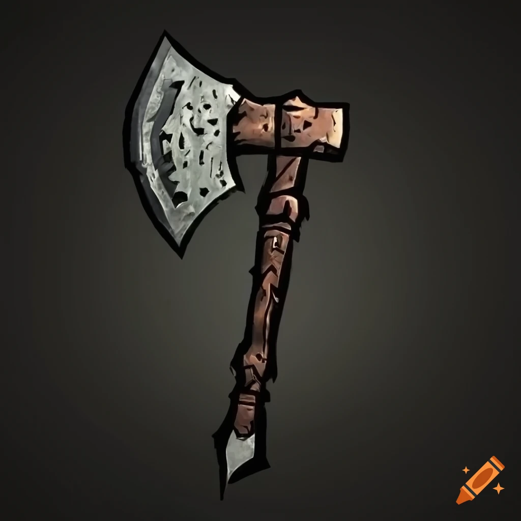 Medieval hatchet weapon inspired by darkest dungeon style on Craiyon