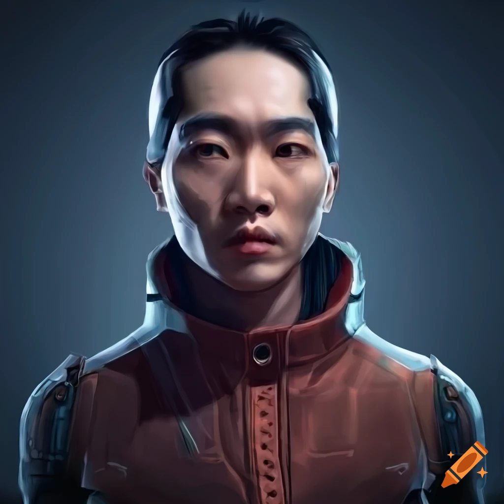 Portrait of an asian male in sci-fi attire on Craiyon