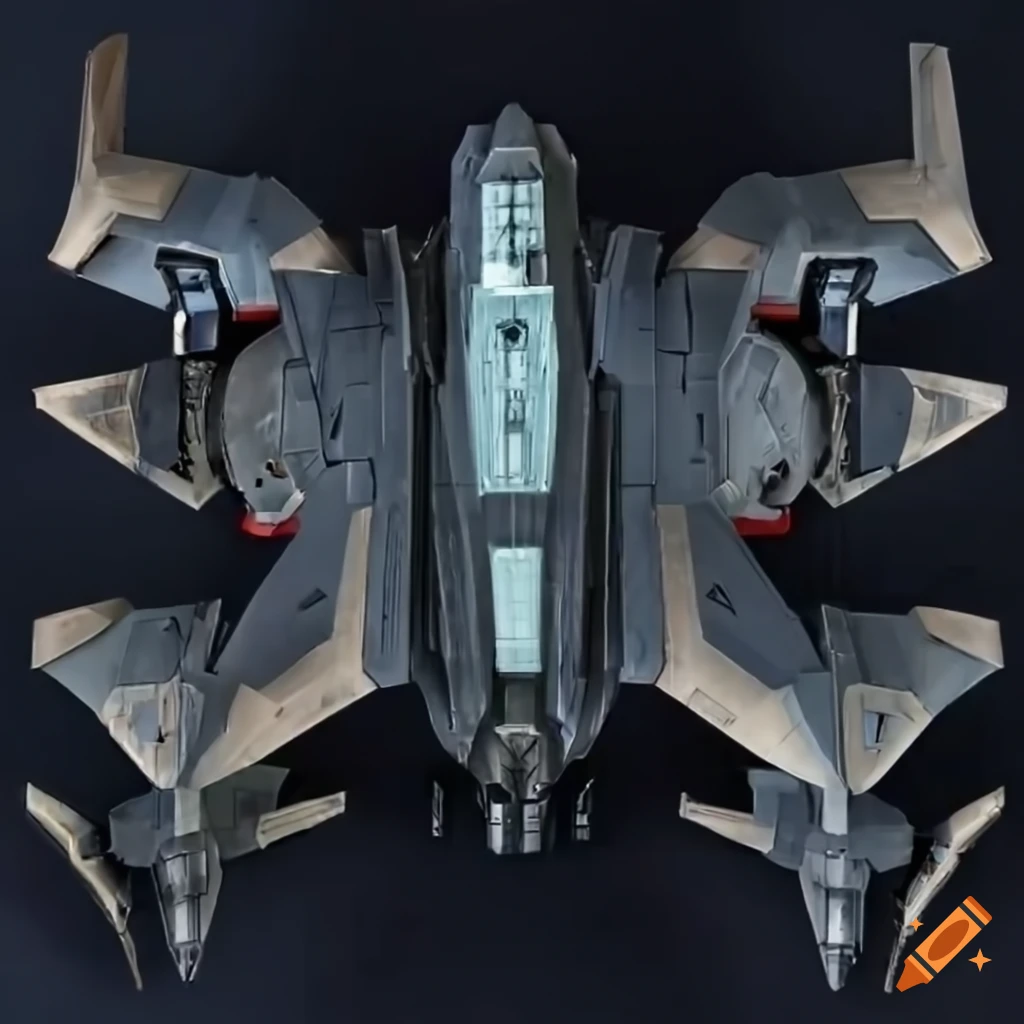 Stealth winged fighter-valkyrie machine in a science fiction setting on ...