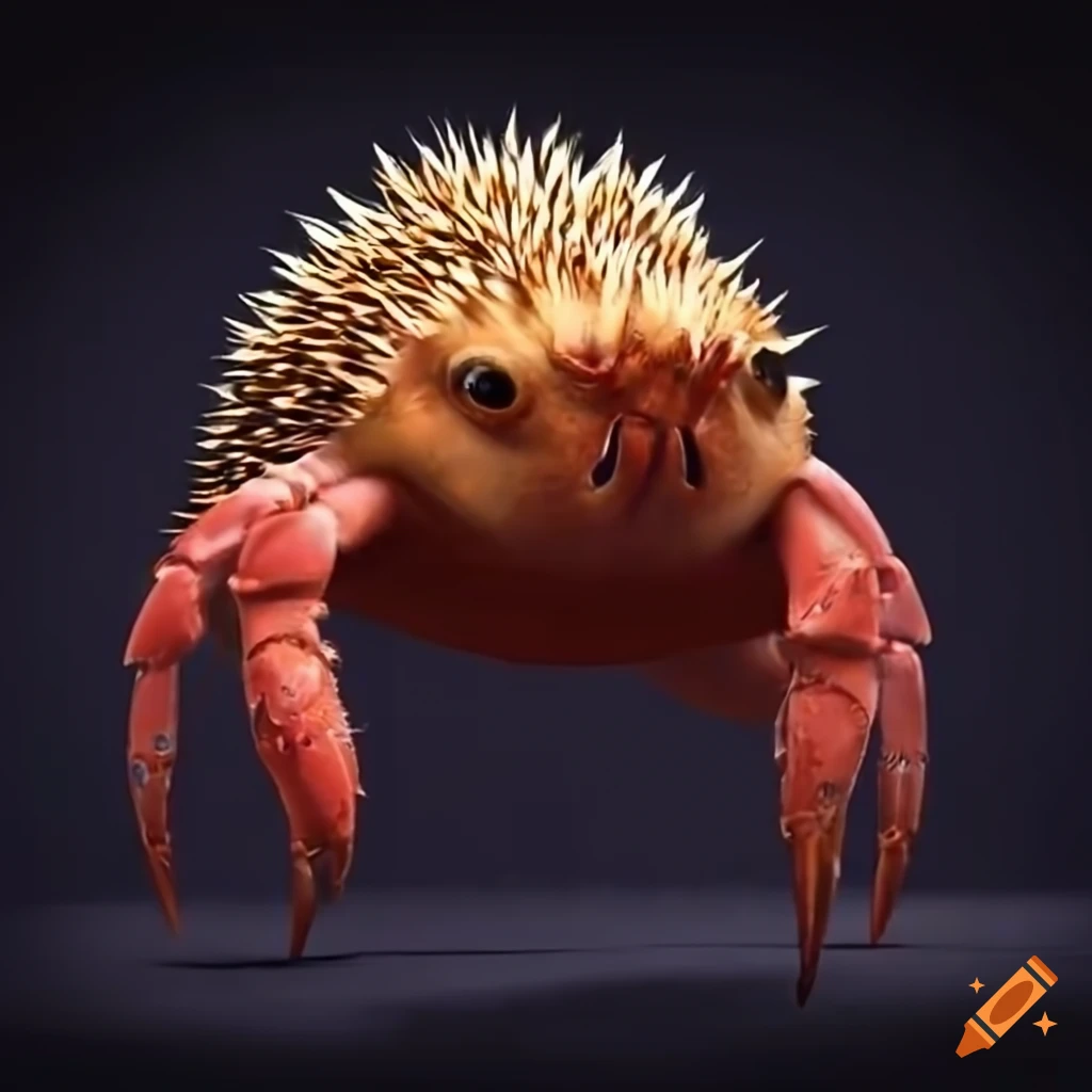 Hybrid monster creature with crab and hedgehog features on Craiyon
