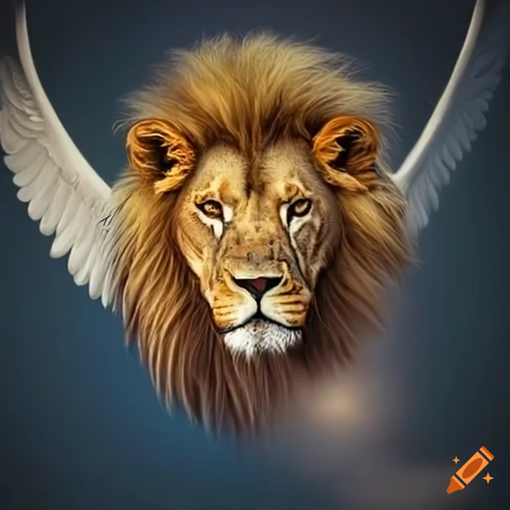 Lion and angels on Craiyon