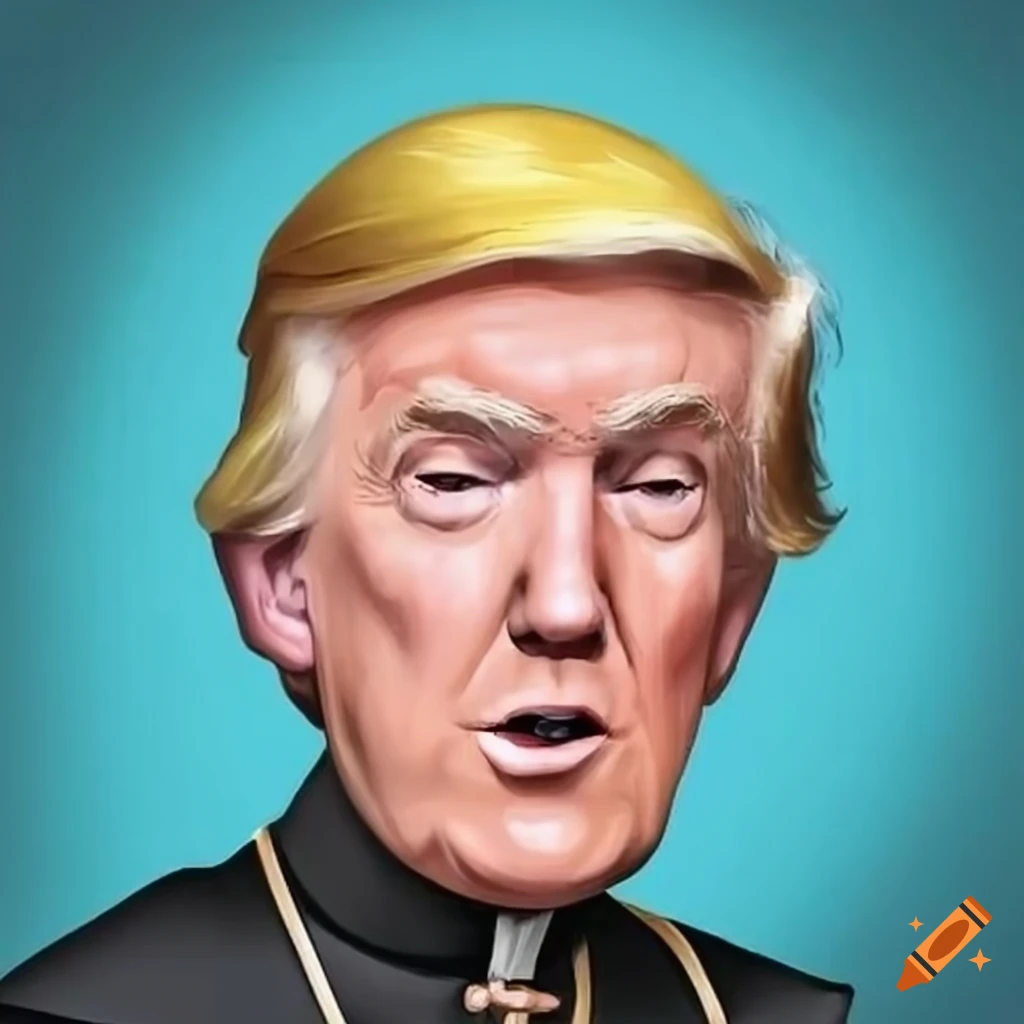 Cartoon representation of a public figure in a pope outfit on Craiyon