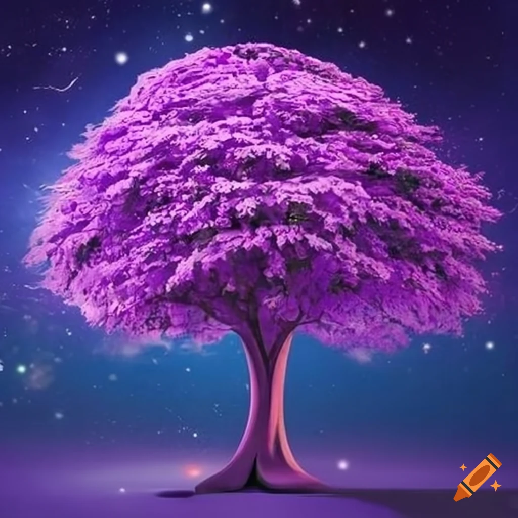 Purple chinese tree with a space-style design on Craiyon