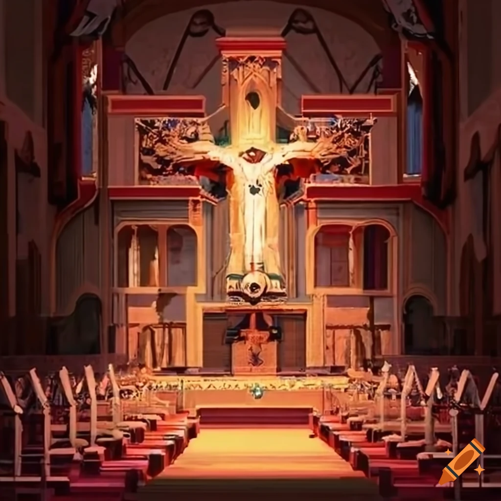 Unique architectural design of a church in post-void style on Craiyon