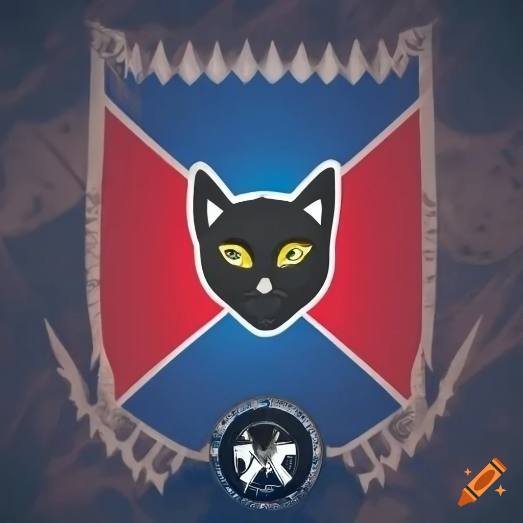 Detailed football team shield logo with black cat head, yellow eyes ...