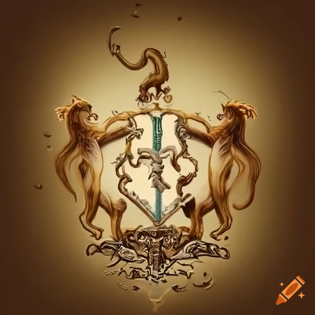 Beige and green Hogwarts crest with a monkey and 'monkeywing' on Craiyon