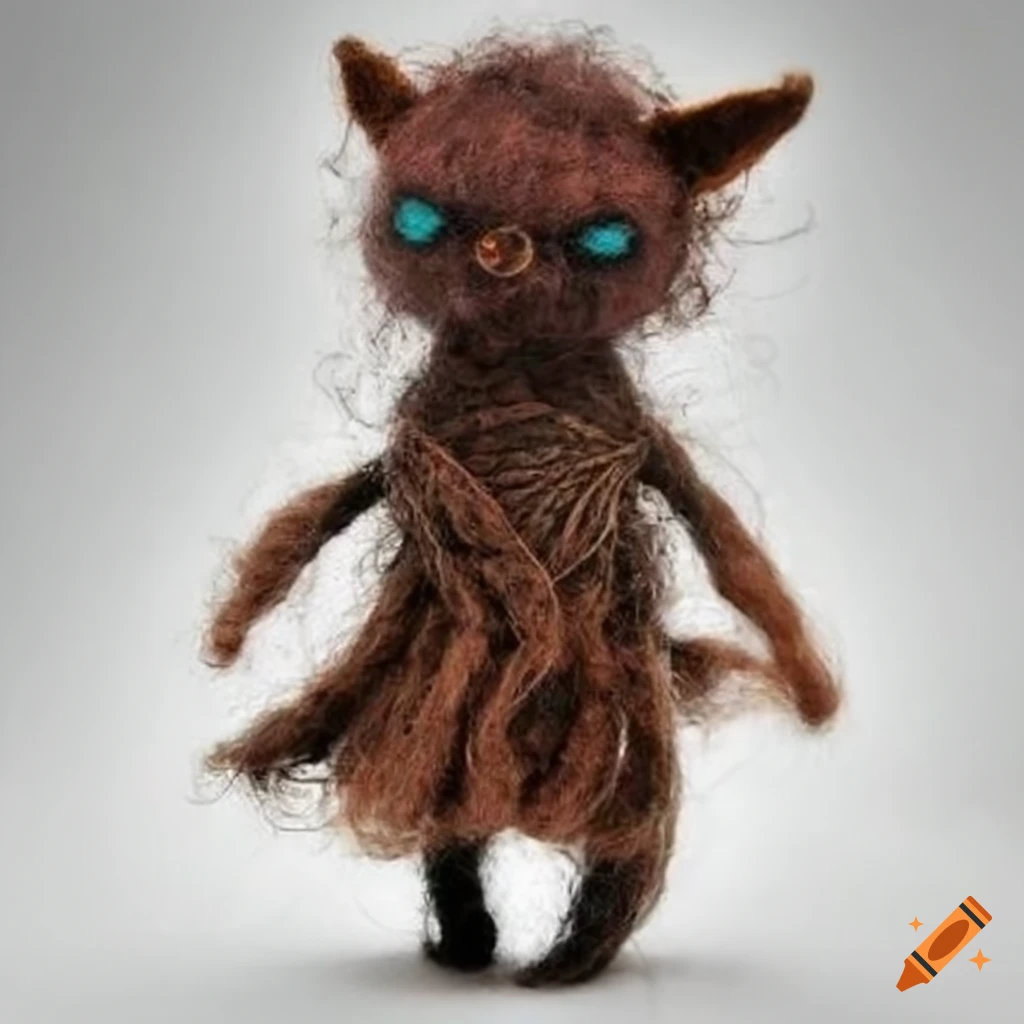 Fantasy felted wool creatures with unique clothing on Craiyon