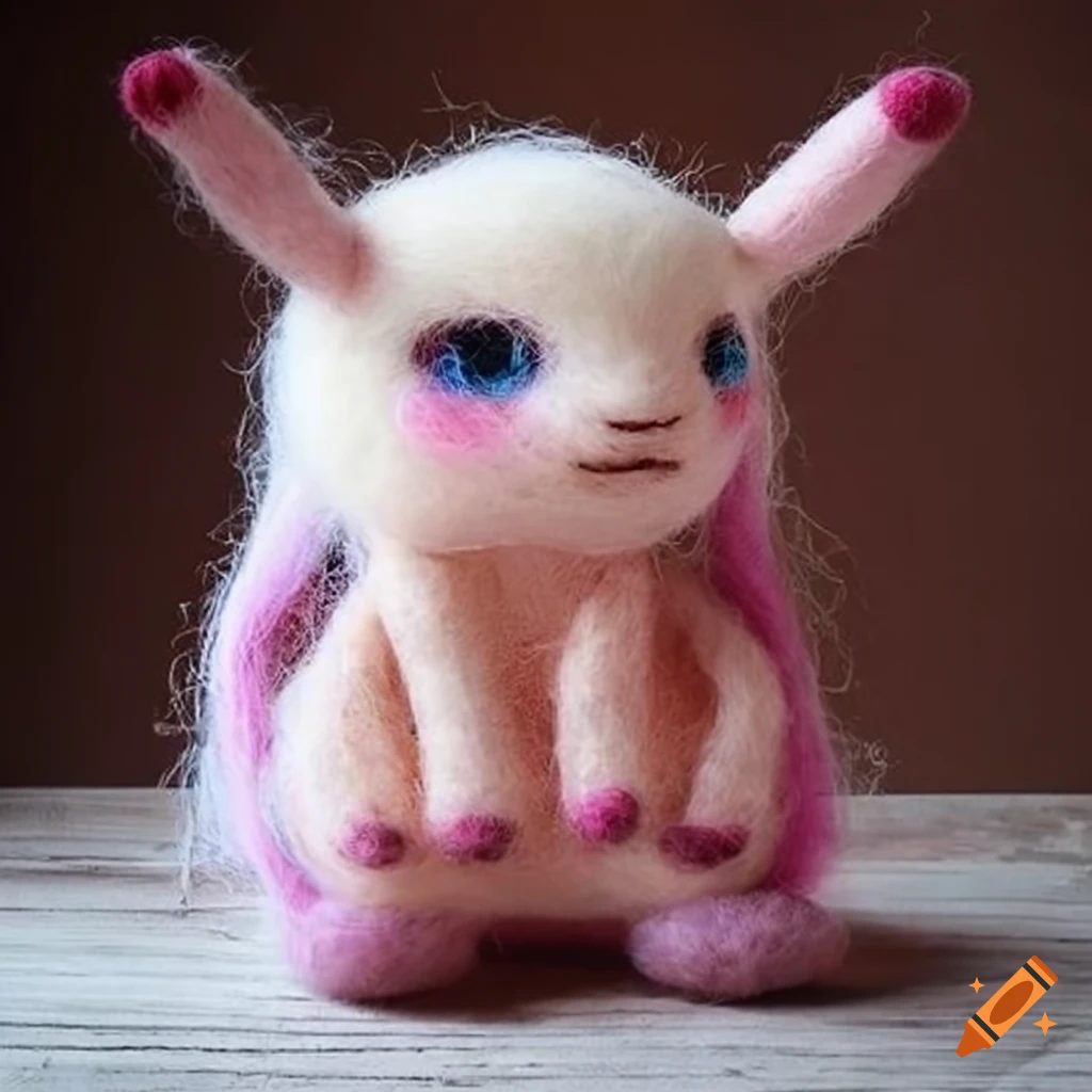 Fantasy felted wool creatures in special clothing on Craiyon