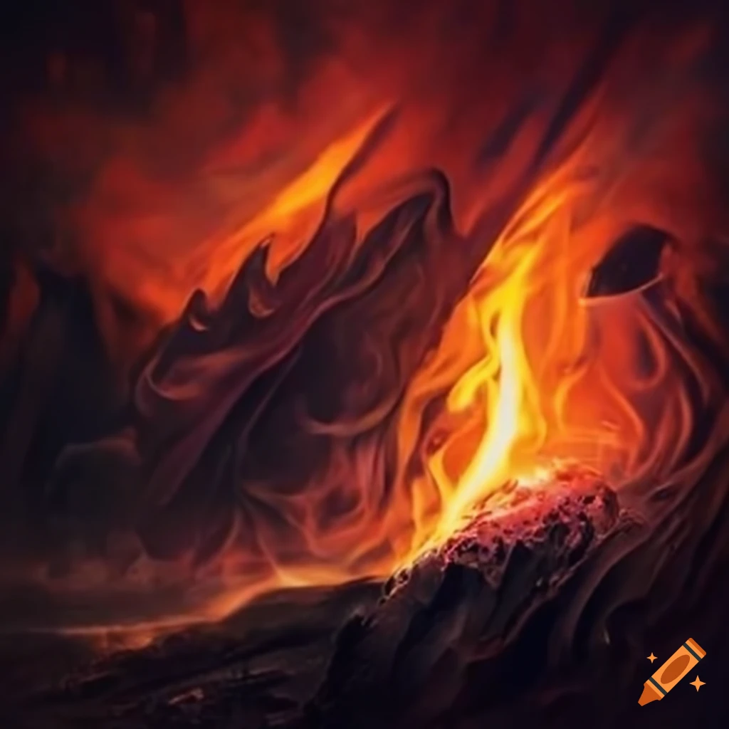 Sea of flames on Craiyon