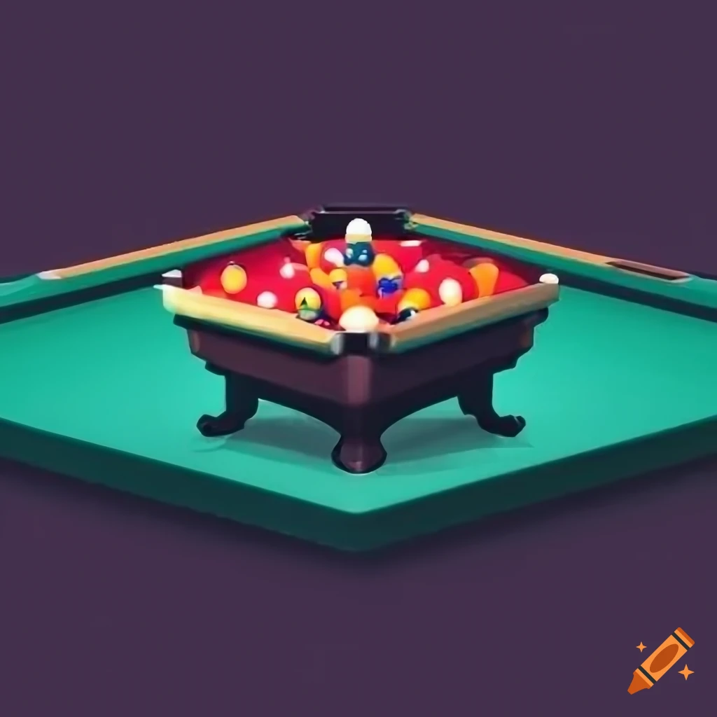 Pixelated pool table with pixel graphics on Craiyon