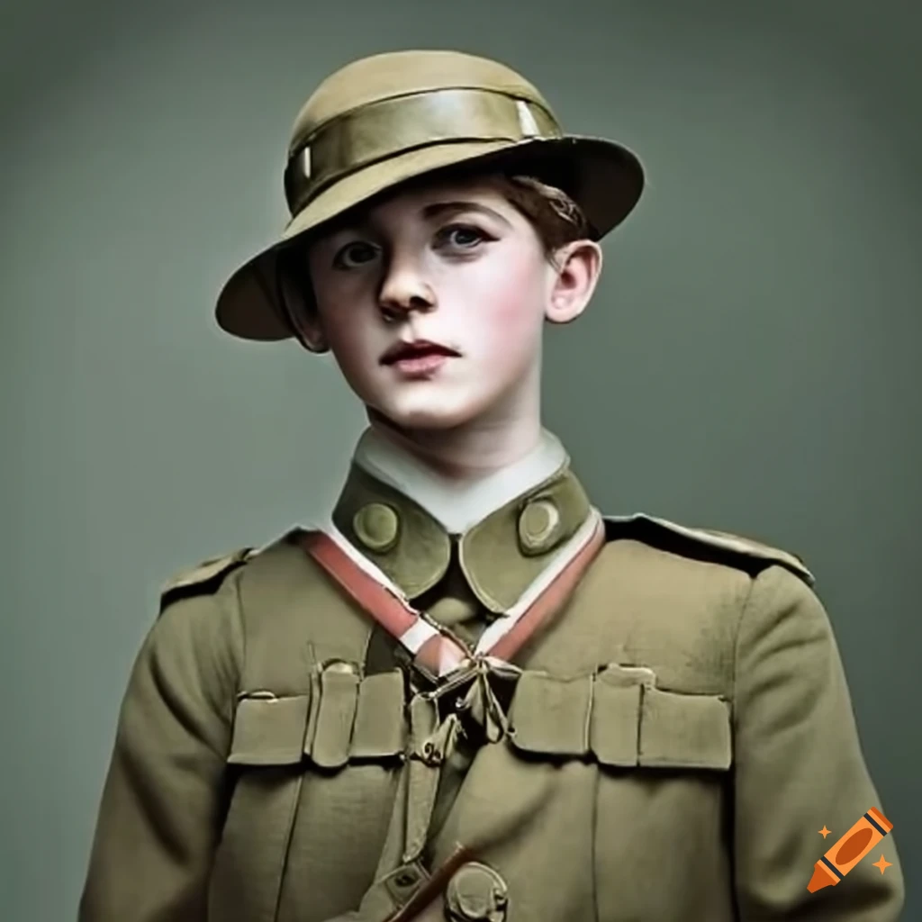 Young British soldiers during World War I on Craiyon