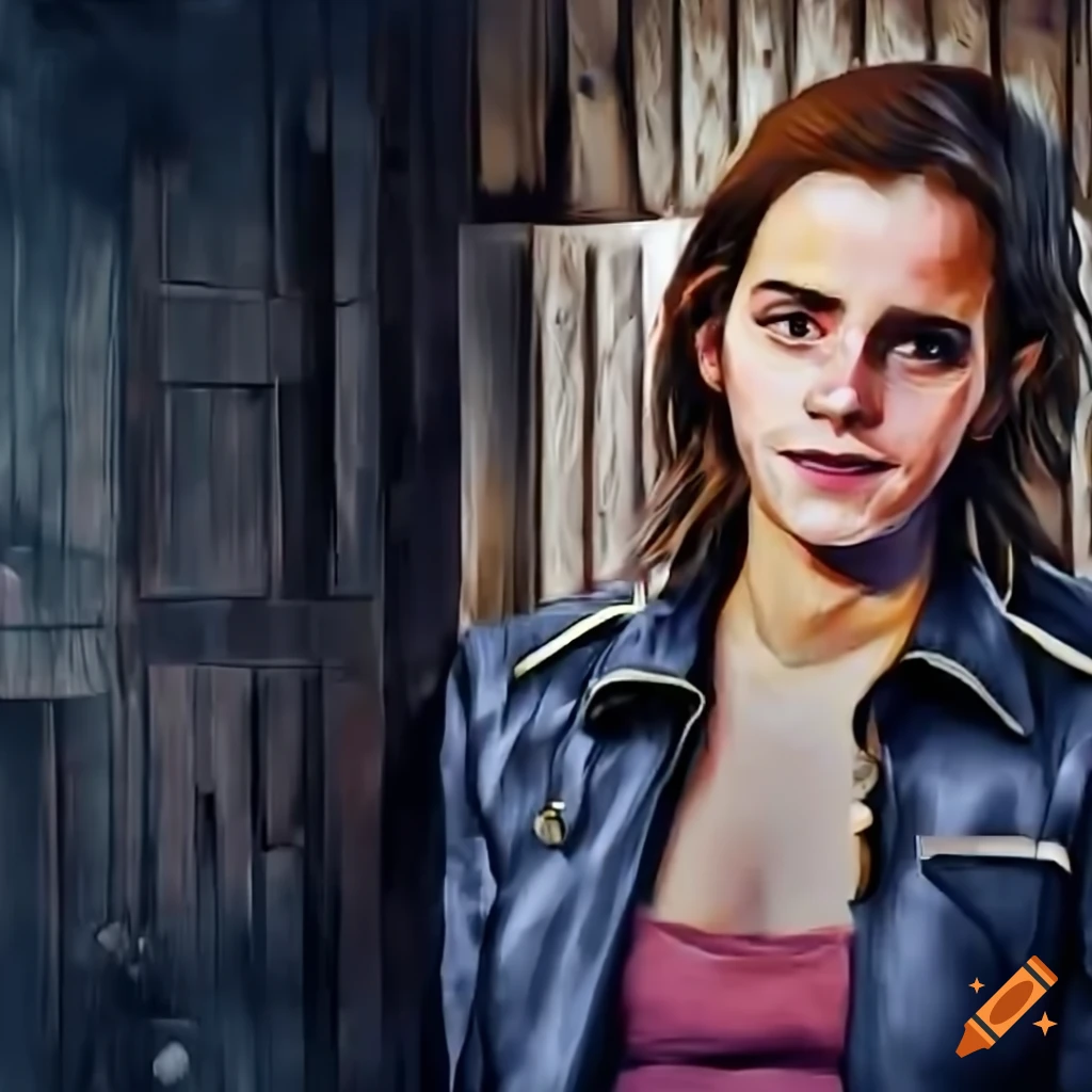 Close-up side view resembling british actress emma watson at age 20 in ...