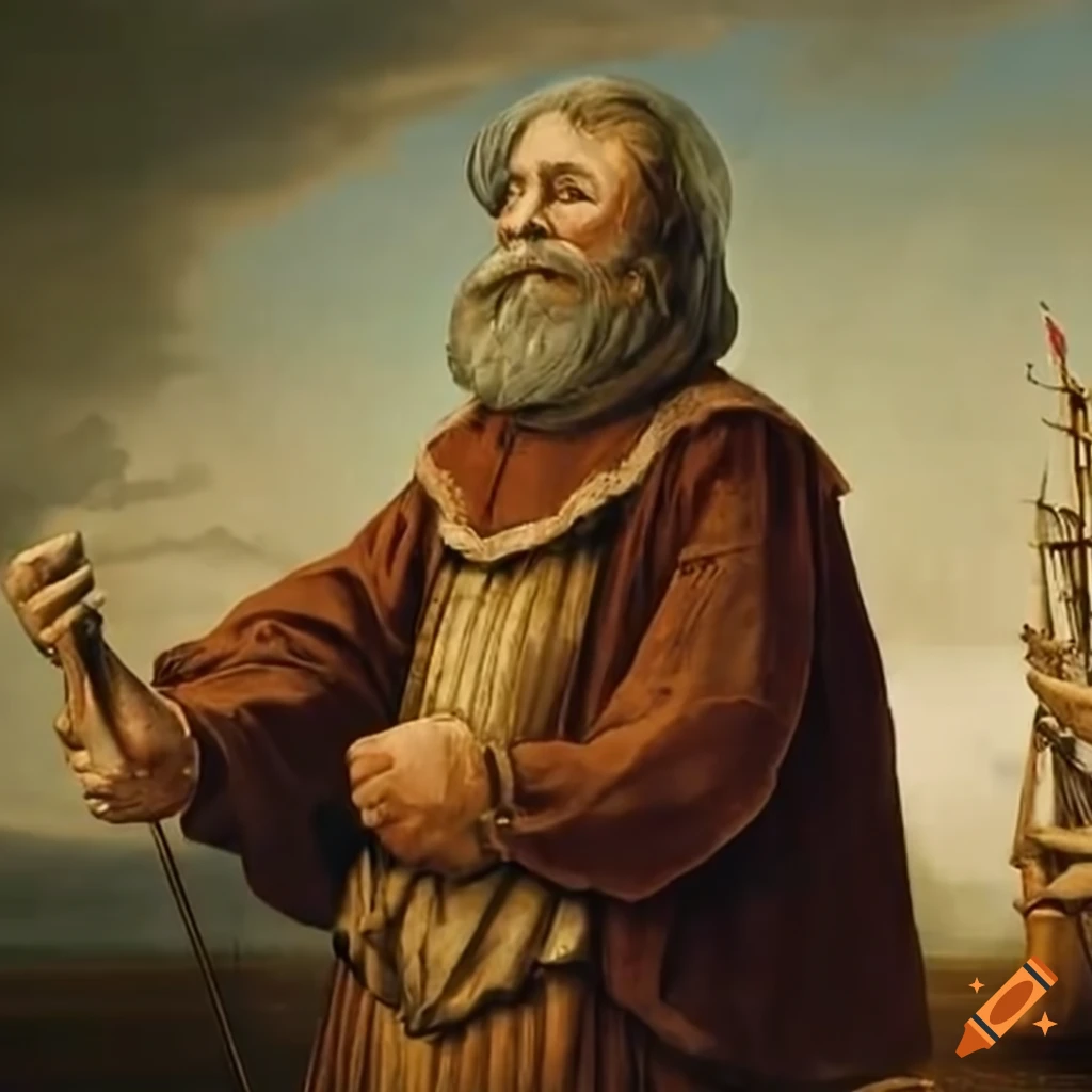 Noble merchant observing barcelona harbor in the 9th century on Craiyon
