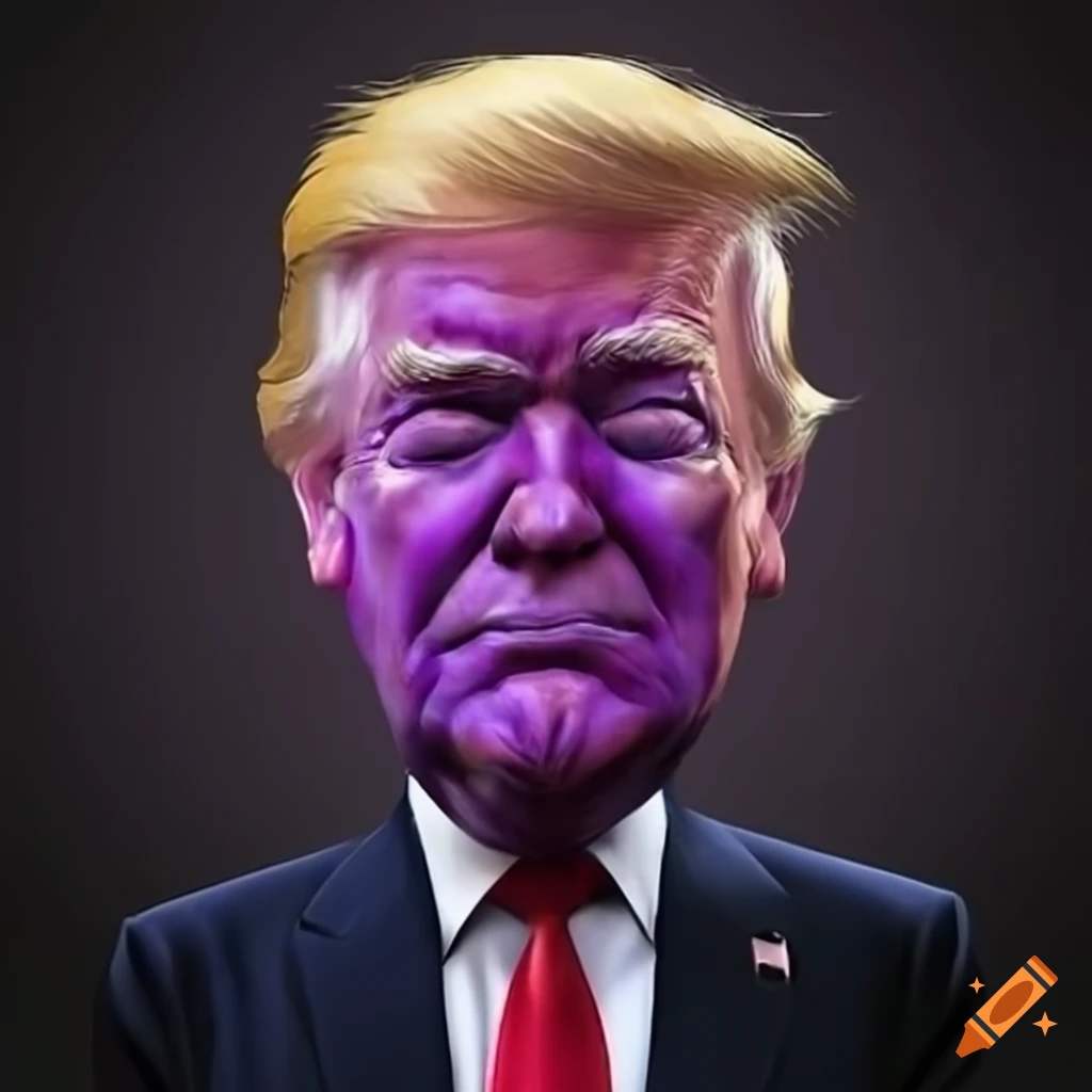 Political caricature of a purple Donald Trump on Craiyon
