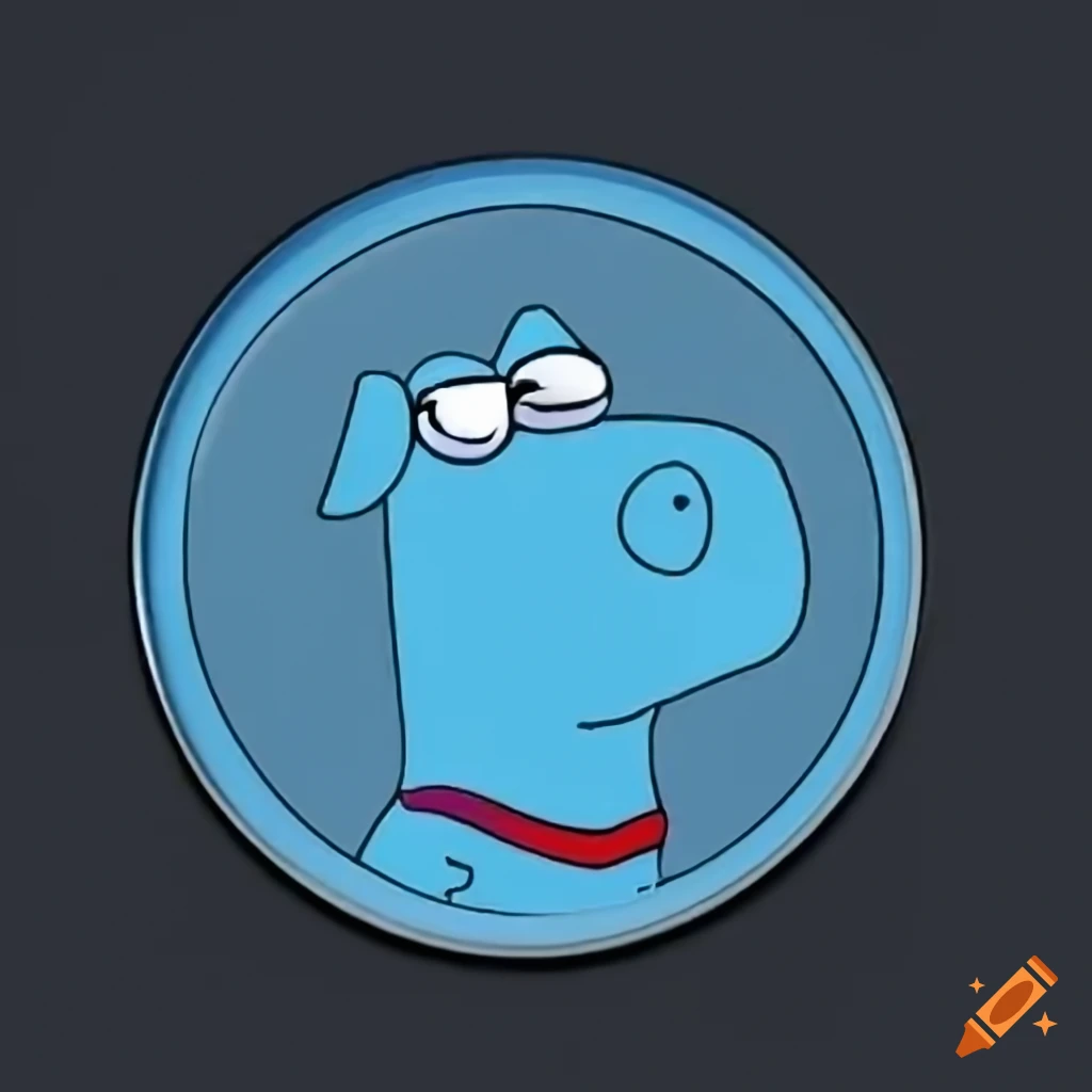 Meme coin icon featuring a blue dog resembling brian griffin on Craiyon