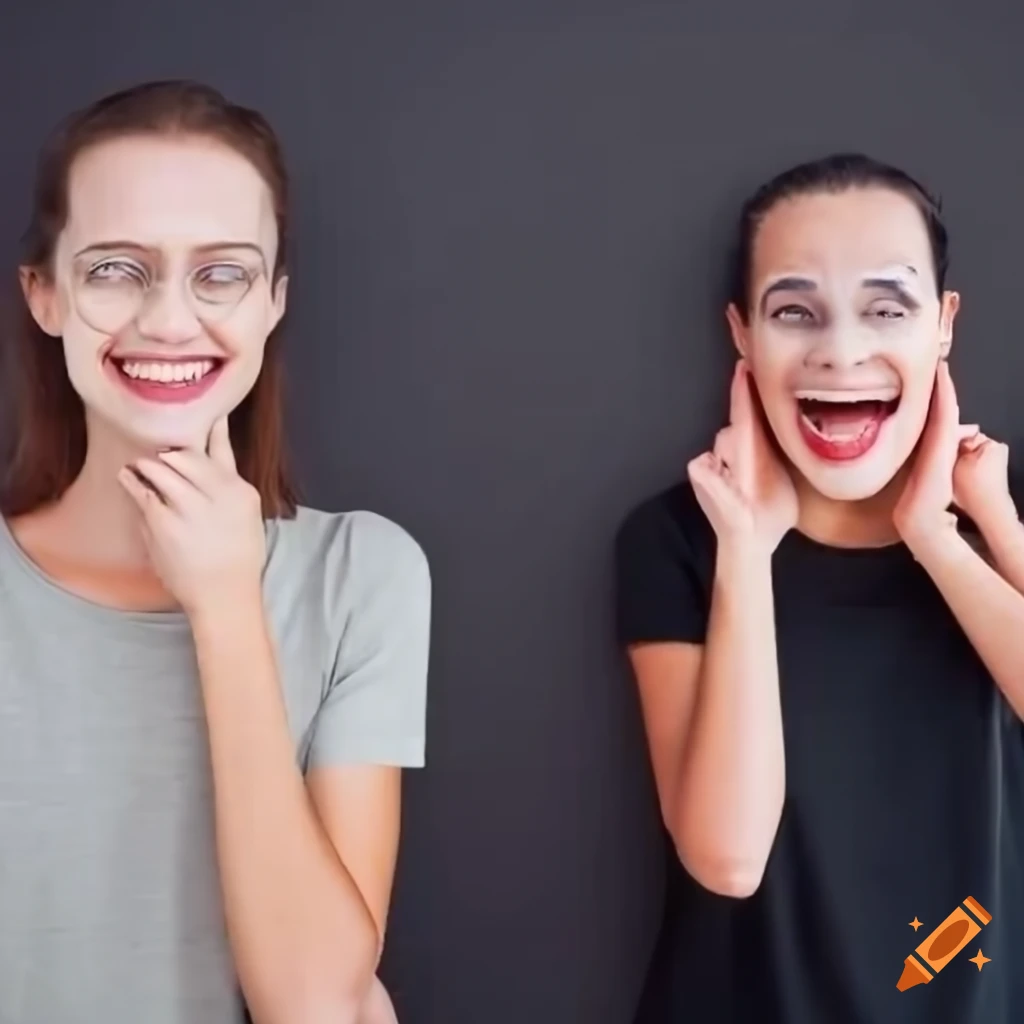 Two abstract smiling faces on a black background on Craiyon