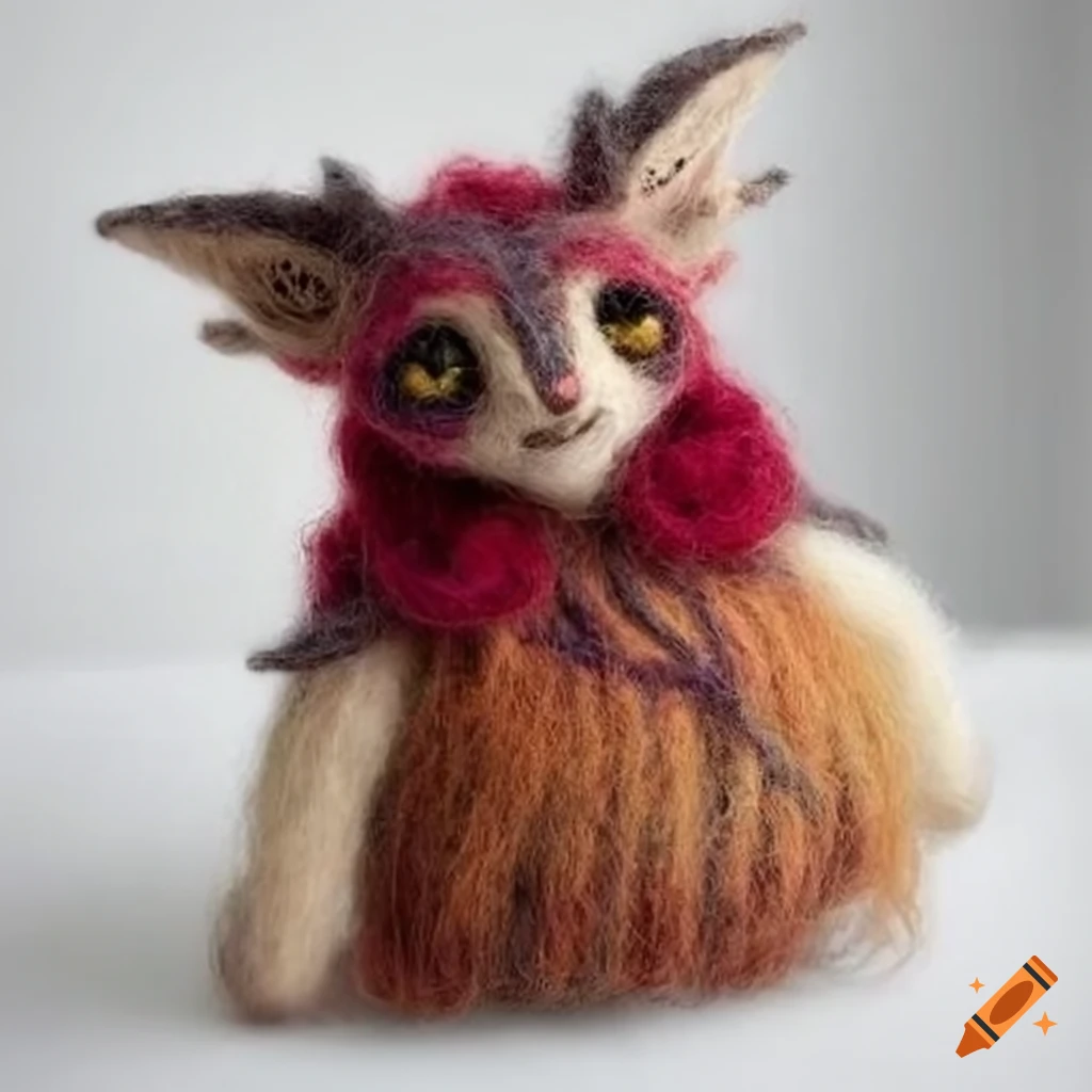 Fantasy felted wool creatures in unique attire on Craiyon