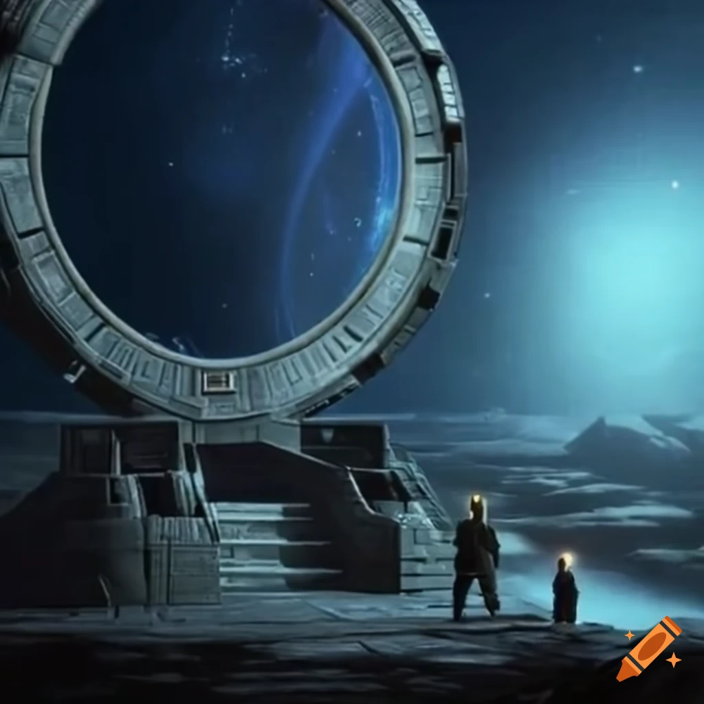 Stargate SG-1 portal with coordinates set to dial Earth on Craiyon