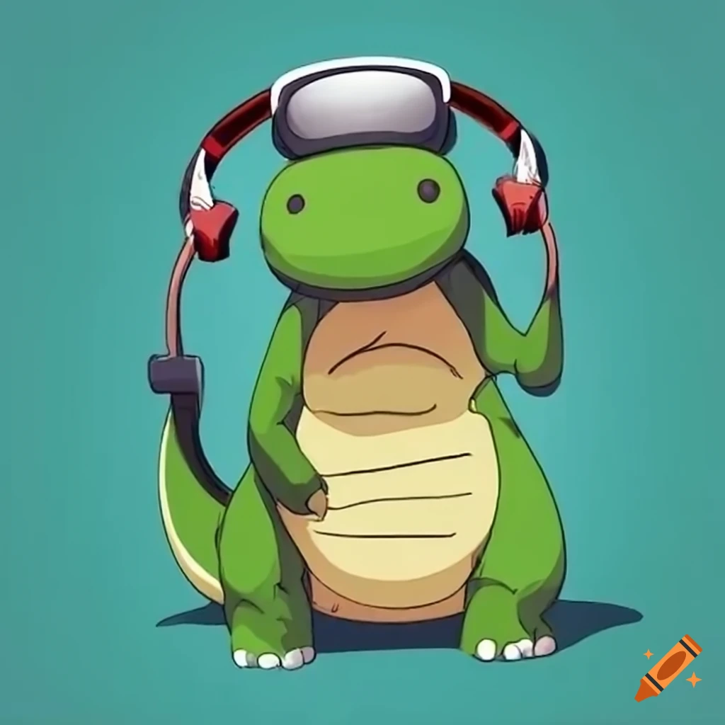 Cute dinosaur from ghibli studios wearing a headset on Craiyon