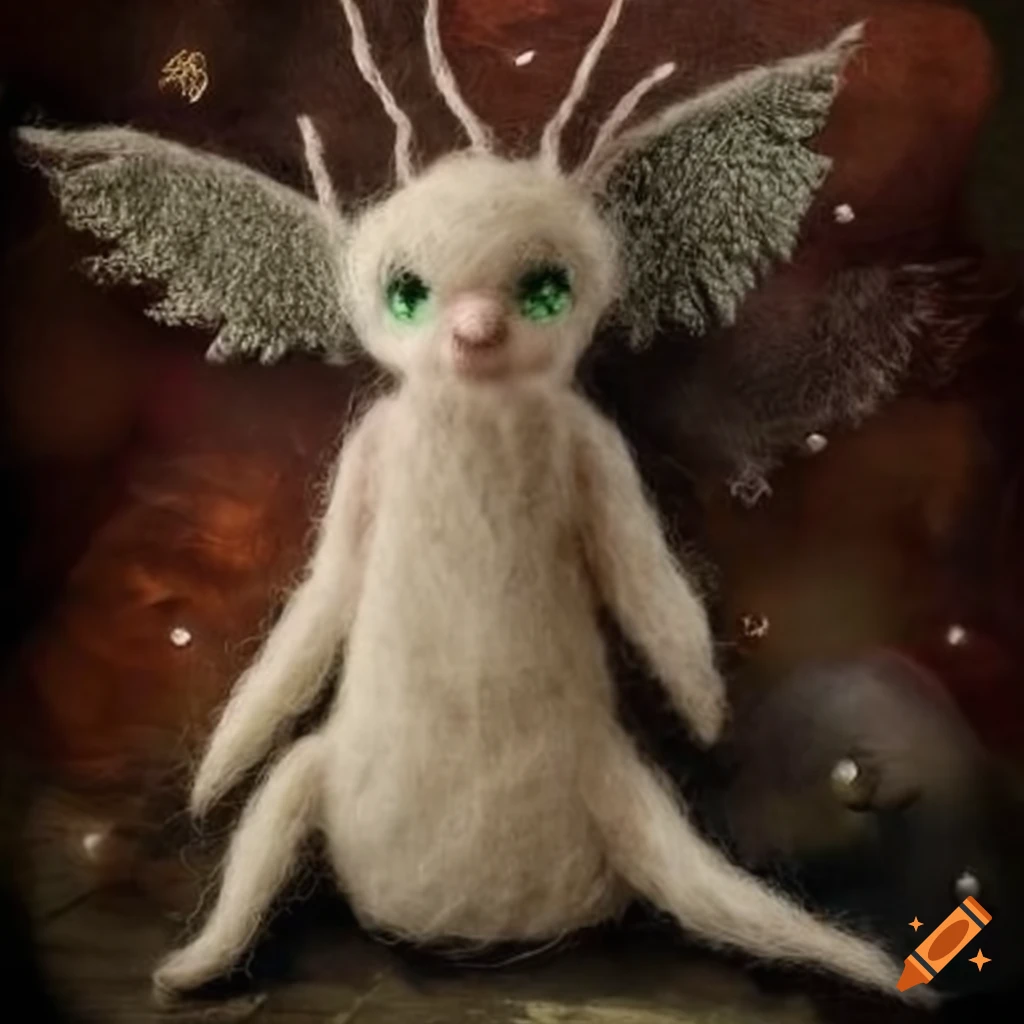Fantasy felted wool creatures in unique attire on Craiyon