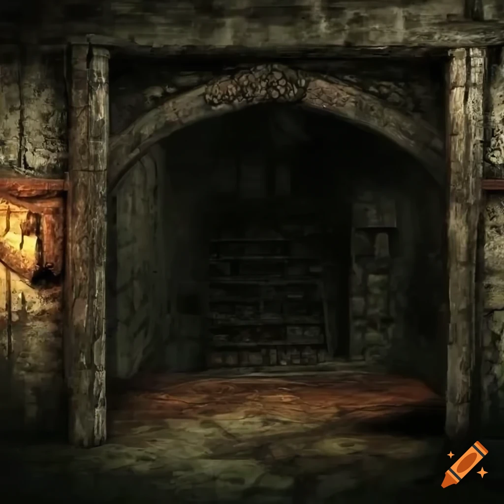 Medieval dark abandoned basement in a house on Craiyon