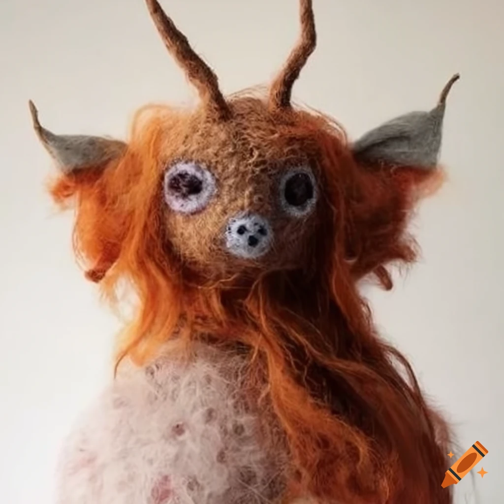Fantasy felted wool creatures in unique outfits on Craiyon