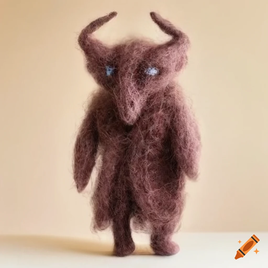 Fantasy creatures in felted wool with unique clothing on Craiyon