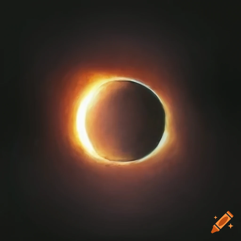 Solar eclipse depicted in a surreal painting on Craiyon