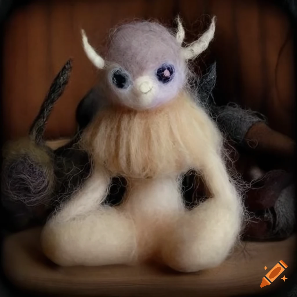 Fantasy felted wool creatures in unique attire on Craiyon