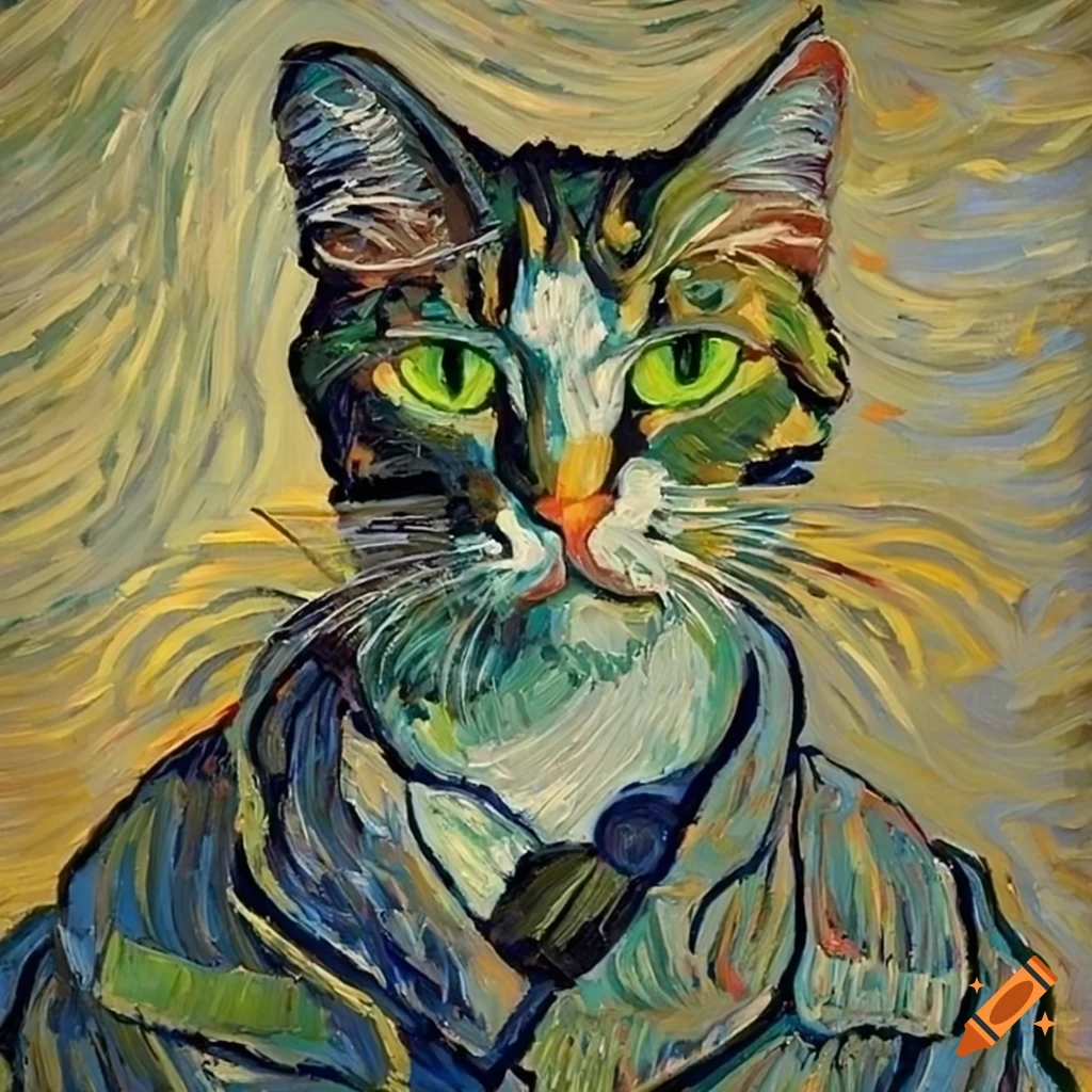 Cat portrait in the style of Vincent van Gogh on Craiyon