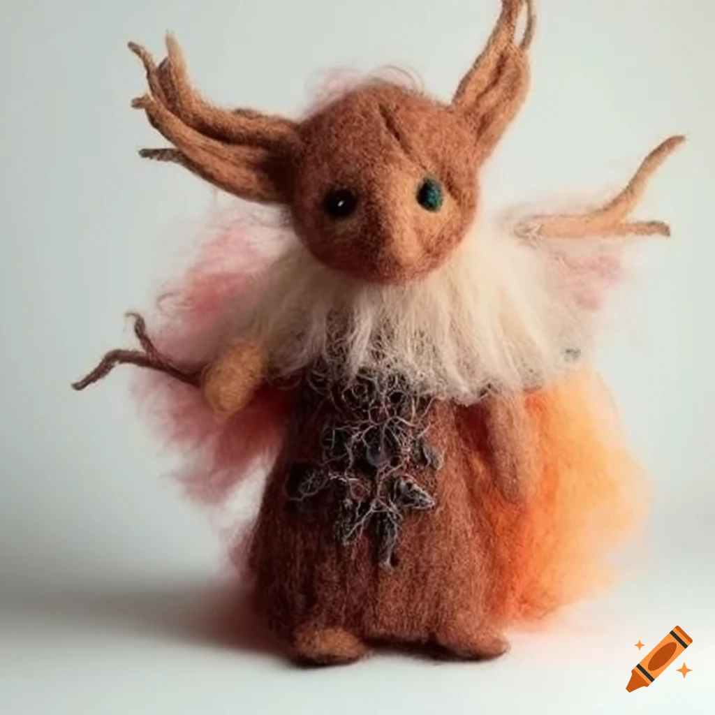 Fantasy felted wool creatures in unique outfits on Craiyon